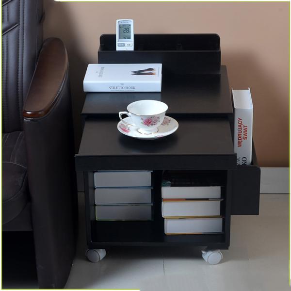 Quality Multifunction Black Movable Wheels E1 MDF Solid Wood Coffee Tables for sale