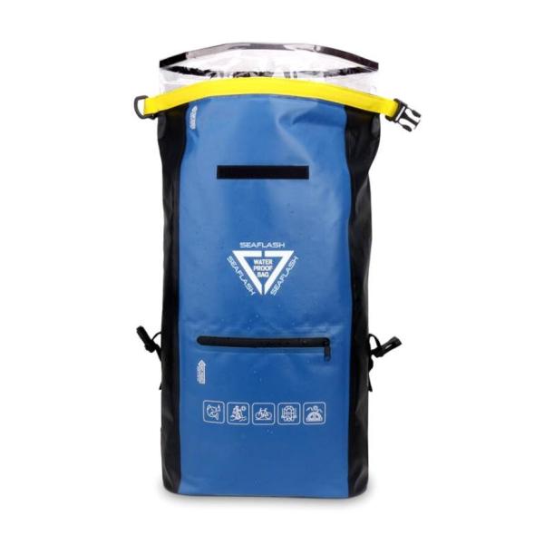 Quality Blue Black Waterproof Roll Top Backpack , 20L Mountain Climbing Backpack for sale