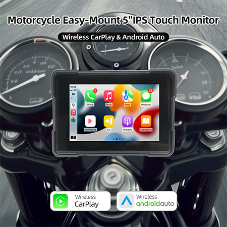 Quality Wireless Carplay Motorcycle Android Auto GPS Navigation Screen with 5 Inch touch for sale