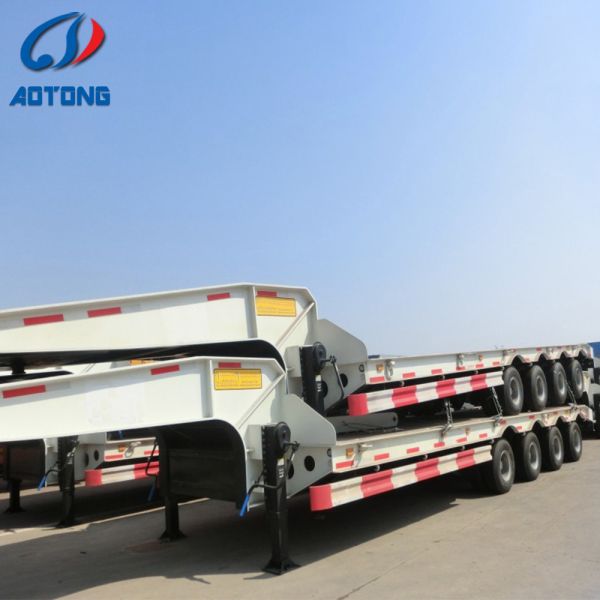 Quality Semi-Trailer 4 Axles 13.73m 75 Tons 80ton Lowbed Flat Low Bed Loader in Qatar for sale