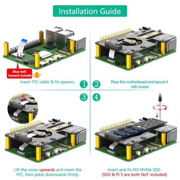 Quality Gen2 Raspberry Pi M 2 Adapter NVMe To PCIe PCI E Raspberry Ssd Adapter 3 In 1 for sale