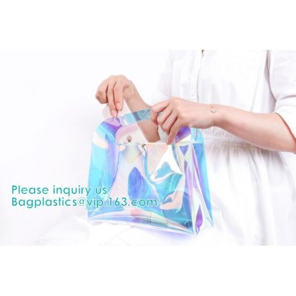 Quality Glitter Custom PVC Laser Clear Holographic TPU Cosmetic Makeup Bag,Hologram Holographic handle Zip Cosmetic Makeup Bag for sale