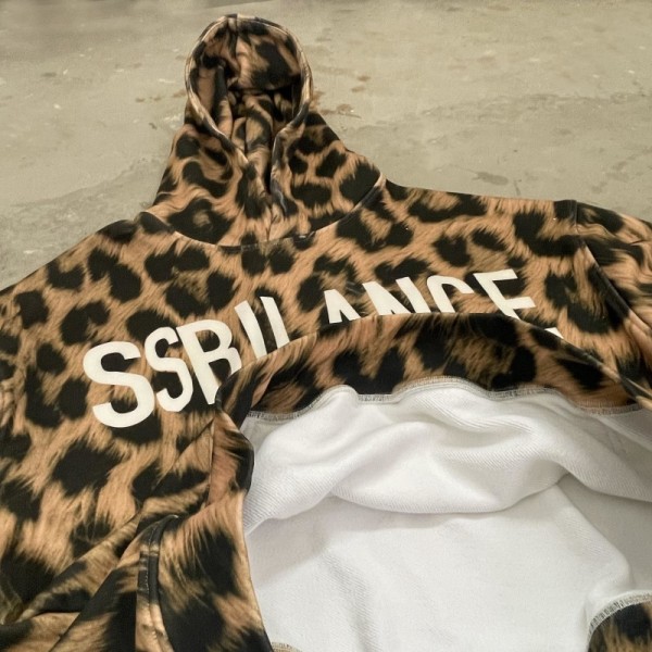 Quality Custom Oversized Heavyweight French Terry Cotton Hoodie Men Manufacture Streetwear Leopard All Over Print Camo Sudaderas Hombre for sale