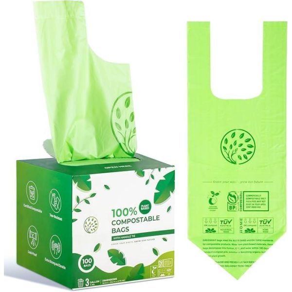 Quality Eco-Friendly Boxed Compostable Tie handle Trash Bags for sale