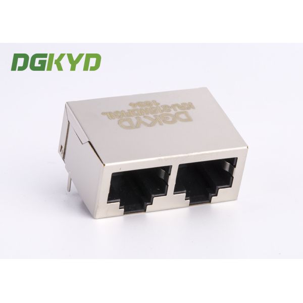 Quality PCB mount 10 / 100 BASE 2 Port RJ45 Network Connector with Lan Transformer for sale