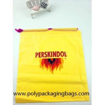 Yellow Waterproof Nylon Mesh Promotional Drawstring Bags / Personalized
