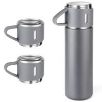 Quality 500ml Double Wall Stainless Steel Portable Luxury Gift Bottle Set With Two for sale