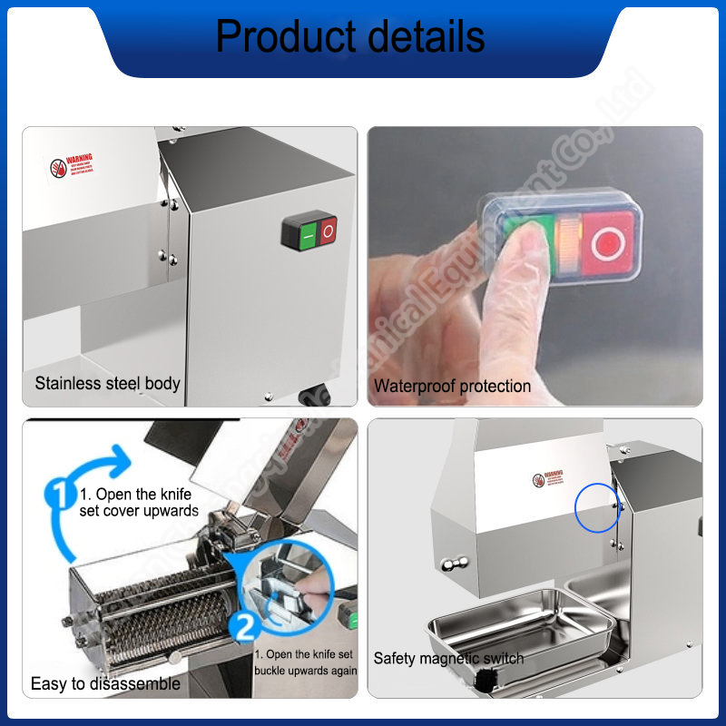 Side view of meat tenderizer machine
