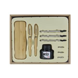 Quality Bamboo Wood Business Stationery Set Natural Color Roller Ball Pen Fountain Pen for sale