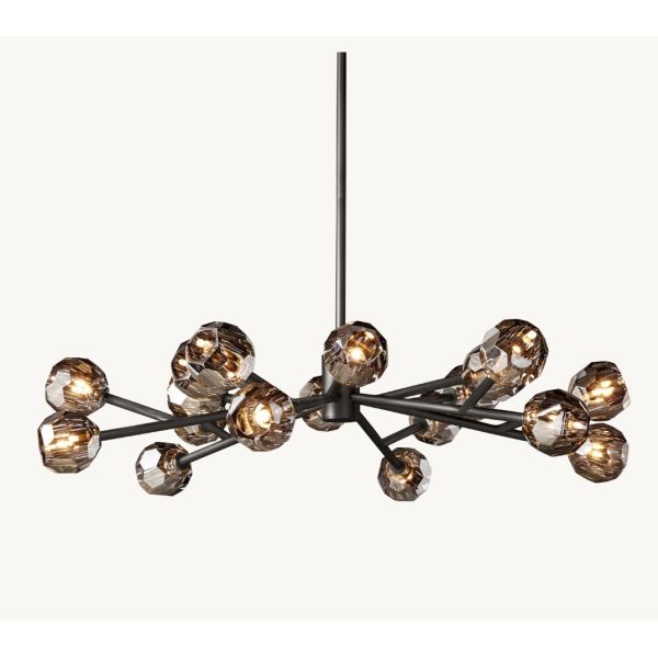 Quality Customized Smoked Glass Chandelier Light Dimmable Boule De Crystal Chandelier 48