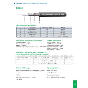 Quality TLA Series Low loss phase &AmPlitude Stable cable for sale