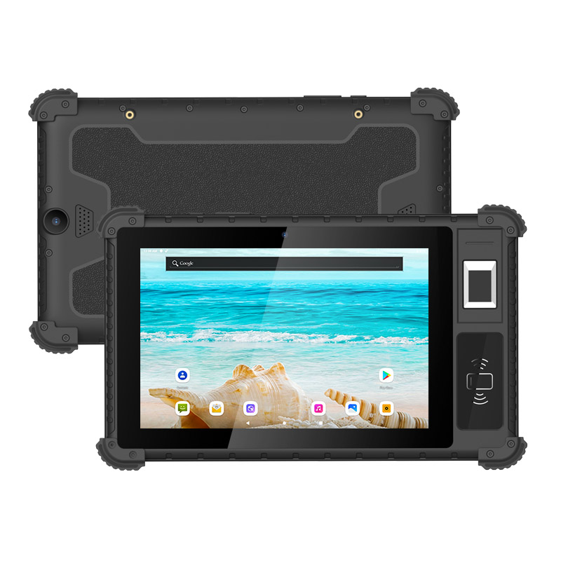 Industrial tablet in use with NFC and fingerprint scanning