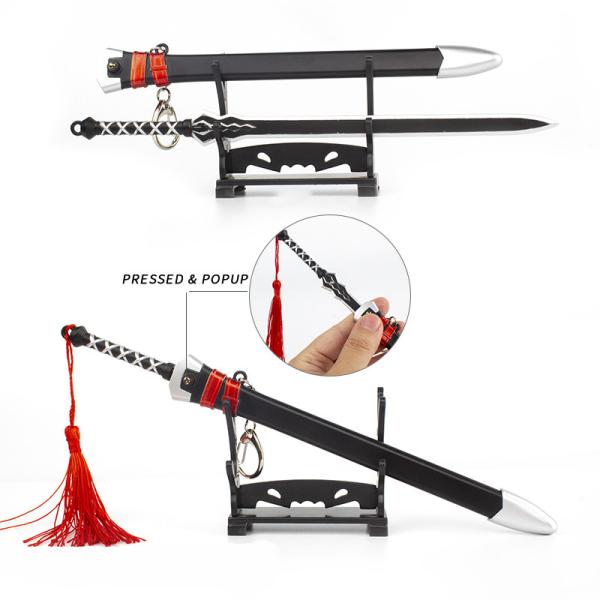 Quality Sword Art Online Yuuki Zinc Alloy Automatic Eject Mini Sword Keychain for sale