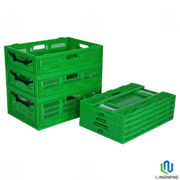 Quality 27L Lightweight Folding Crate Box Vegetable Fruit Turnover Mesh Crate With for sale