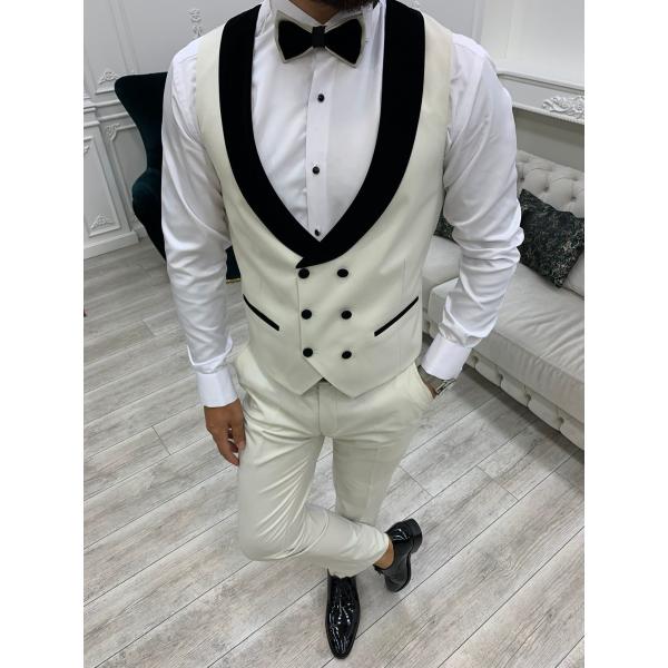 Quality Ventura White Shawl Collar Tuxedo Slim Fit 3pc 65% Polyester for sale