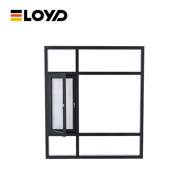 Quality Insect Control Black Double-Layer Hollow Glass Aluminum Casement Windows Replacement For Hotel for sale