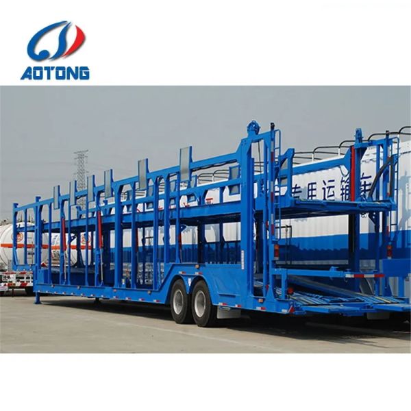 Quality AOTONG Semi-Trailer 2 Double Axles 6 Units SUV Car Carrier Transport Truck Trailers for sale