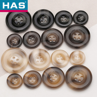 Quality Polyester Black 4 Hole Buttons 21mm / 25mm Decorative Buttons For Crafts for sale