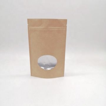 Quality Kraft Biodegradable Stand Up Pouches Paper Bag With Clear Window for sale