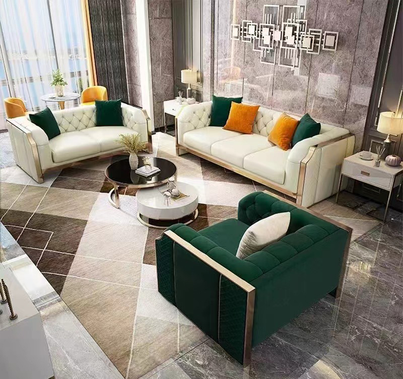 Quality Modern Design Home Decor Sectional Sofa Set Furniture Living Room Luxury Modular 3 2 1Seater Leather Sofa for sale