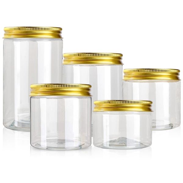 Quality 800ML 85mm Diameter Caliber Golden Plastic Screw Cap Jars for sale