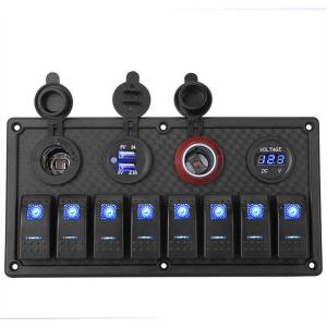 Quality 8 Group Marine Waterproof LED Rocker Switch Panel With Circuit Breaker Mounting for sale