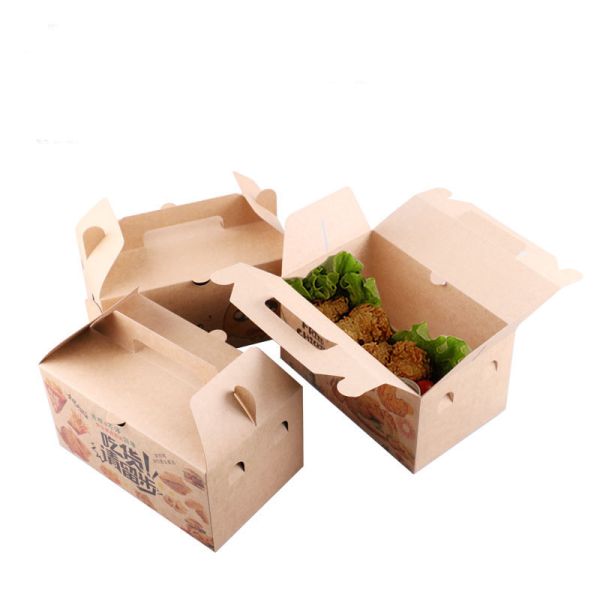 Quality Sustainable Fried Chicken Boxes Packaging Meal Paper Box UV Coating for sale
