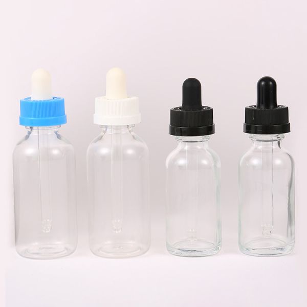 Quality 20ml 30ml 50ml 100ml Clear Eco Friendly Dropper Bottles With CRC Black Cap for sale