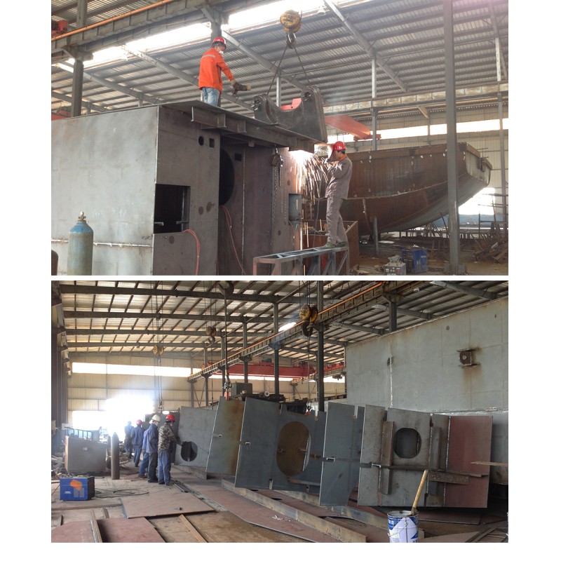 Workshop interior showing dredger manufacturing