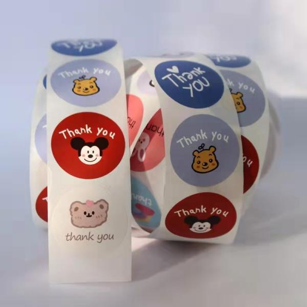 Quality Flower Waterproof Wedding Label Sticker Packaging Thank You Circle Stickers for sale