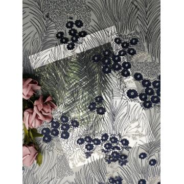 Quality 60 Yards Navy 3D Floral Embroidery Crochet Lace Fabric for sale