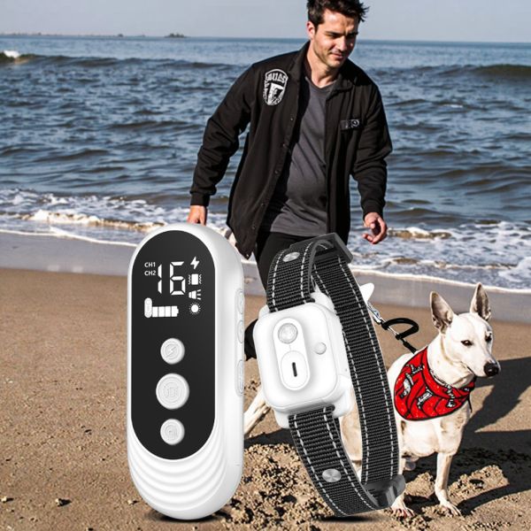 Quality Cross-border New Remote Control Dog Trainer Bark Stop 1000m Electric Shock Collar Nylon ABS IP67 Waterproof Eco-friendly Beep for sale