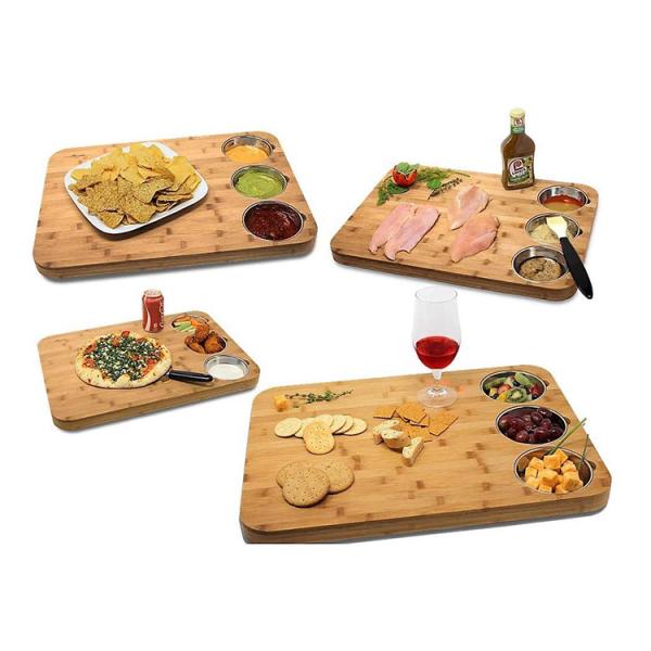 Quality Kitchen Moso Bamboo Butcher Block With Stainless Steel Bowls OEM for sale