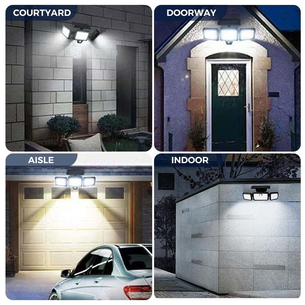 Solar LED floodlight in use