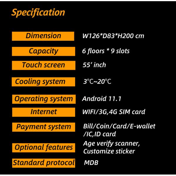 Quality 55 Inch Touch Screen Advertising Vending Machine And Card Readers for sale