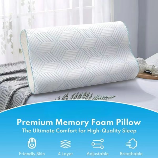 Quality 4-Layer Adjustable Memory Foam Pillow for Sleeping Ergonomic Contour Cooling for sale