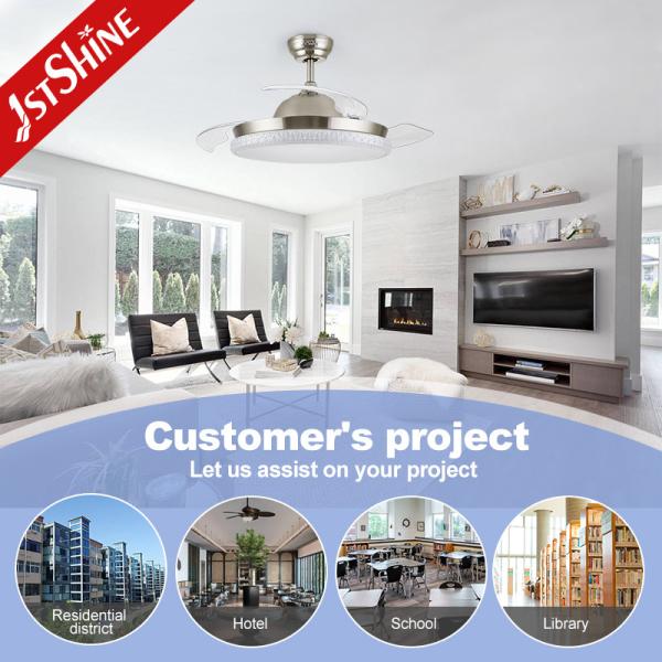 Quality 42 Inch Retractable Crystal Chandelier Ceiling Fans Indoor use for sale