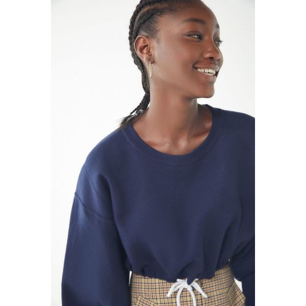 Quality Fall Drawstring Hem Cropped Sweatshirt for sale