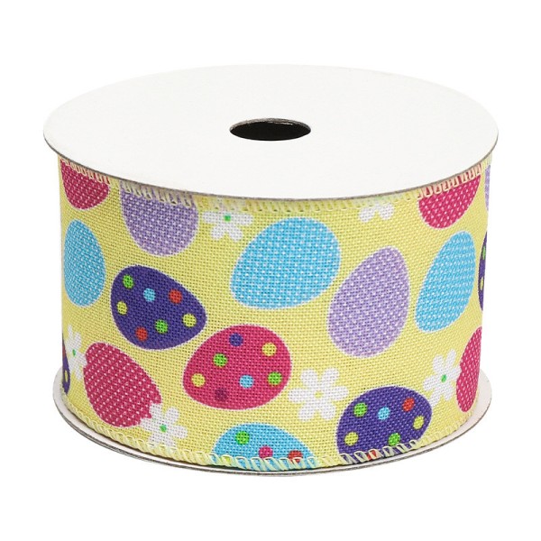 Quality Egg And Rabbit Easter Wired Ribbon 50mm 5cm Easter Bunny Ribbon for sale