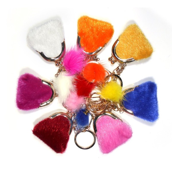 Quality Smooth Surface Glitter Leather Mini Bag Pom Pom Keyring Promotional Gifts for sale
