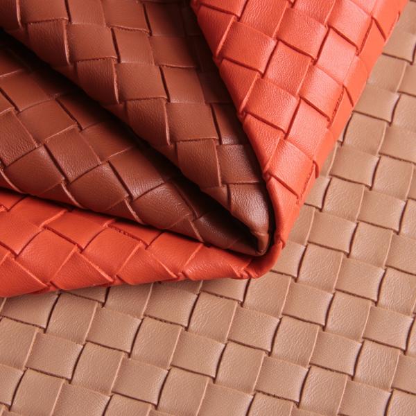 Quality Soft and Durable Embossed Woven Handbag PVC Faux Leather Fabric for sale