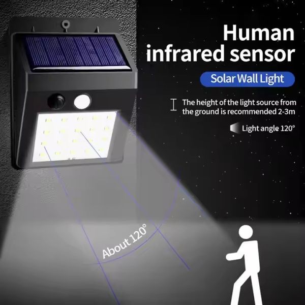 Quality LED Solar Wall Lamp Path Staircase Outdoor IP65 Waterproof Motion Sensor Wall for sale