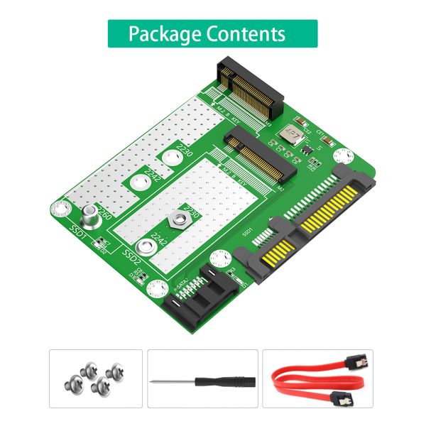 Quality Dual M.2 SSD to Dual SATA3 Adapter with 2230/2242/2260 Compatibility for for sale