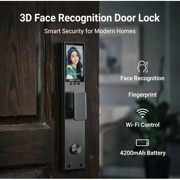 Quality Waterproof Smart Lock Real Time Video 3d Face Recognition Smart Fingerprint Lock for sale