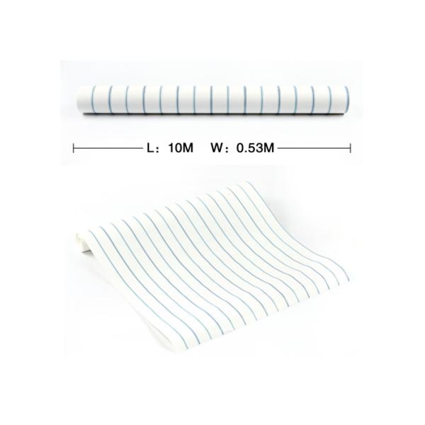 Quality White And Blue Living Room Striped Wallpaper Strippable , Mediterranean Style for sale