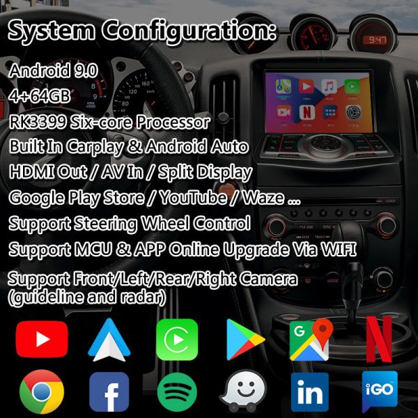 Quality Lsailt 4 64GB Android Video Interface Multimedia Carplay For Nissan 370Z for sale