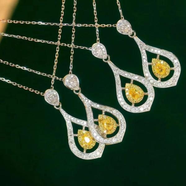 Quality Choker Real Gold Lab Grown Diamond Necklaces Yellow Customization with Yellow for sale