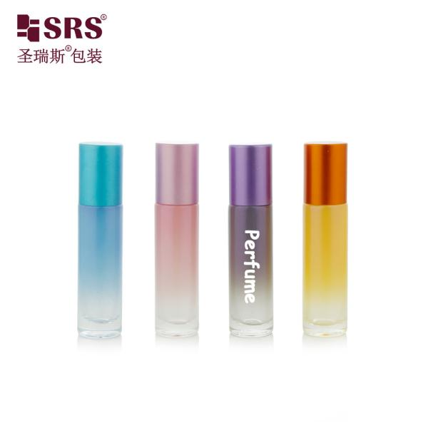 Quality BLPM-10ml Cylindrical Round Gradient Pink Color Mould Glass Roller Bottle For for sale