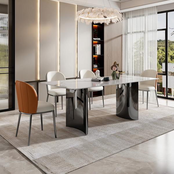 Quality Light Luxury Stainless Steel Marble Ballroom Dining Table Set for sale