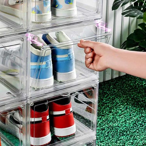 Quality Clear Transparent Stackable Shoe Box With Custom Logo for sale